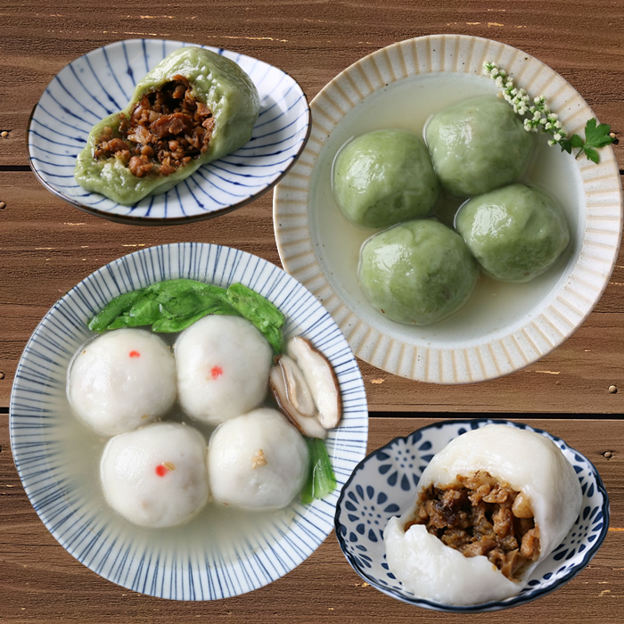 古早味鮮肉鹹湯圓10入(白糯米5入+草仔粿5入)/(570g-600g) | HUG網路超市